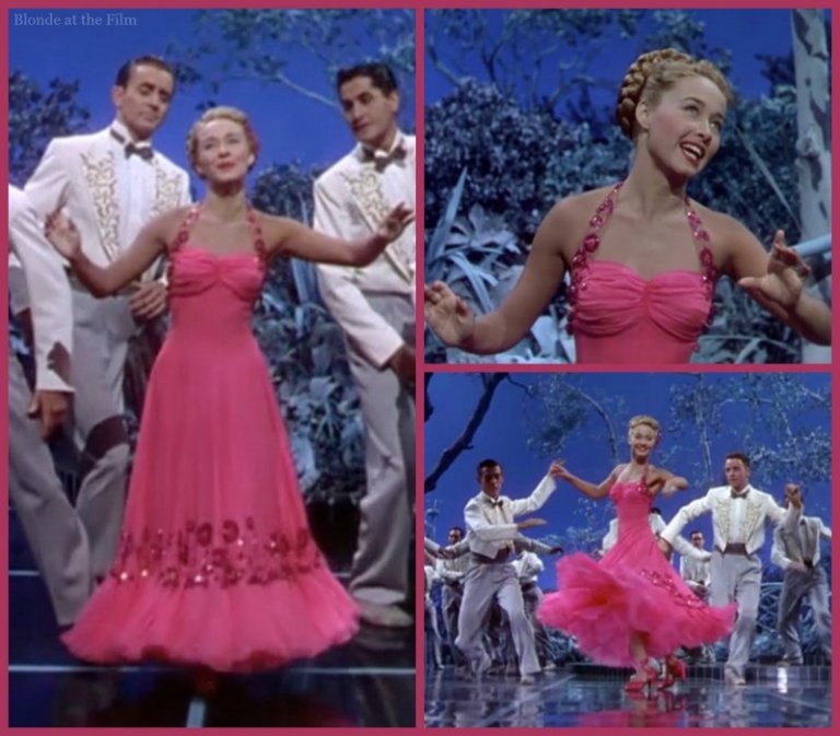 Nancy Rio Powell pink dress stage – The Blonde at the Film