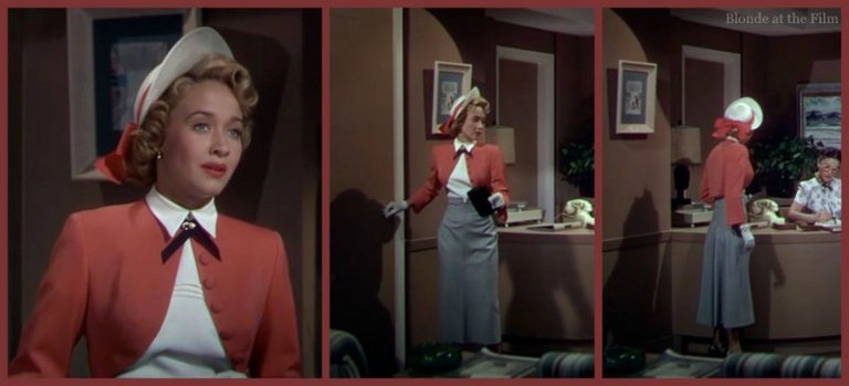Nancy Rio Powell red suit – The Blonde at the Film